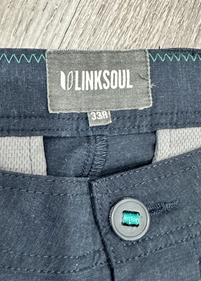 Linksoul Pants Men's 33R Navy Performance Flat Front Golf Chino Stretch ...