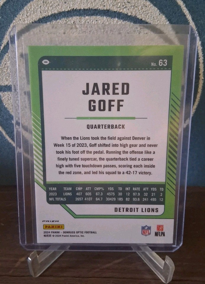 2024 Panini Donruss Optic Jared Goff Rocket Emoji Prizm Sp #63 Lions | eBay