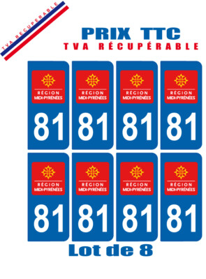 Lot 4 paires 8 stickers PRIX TTC TVA Récupérable Style AUTO Plaque Logo ...