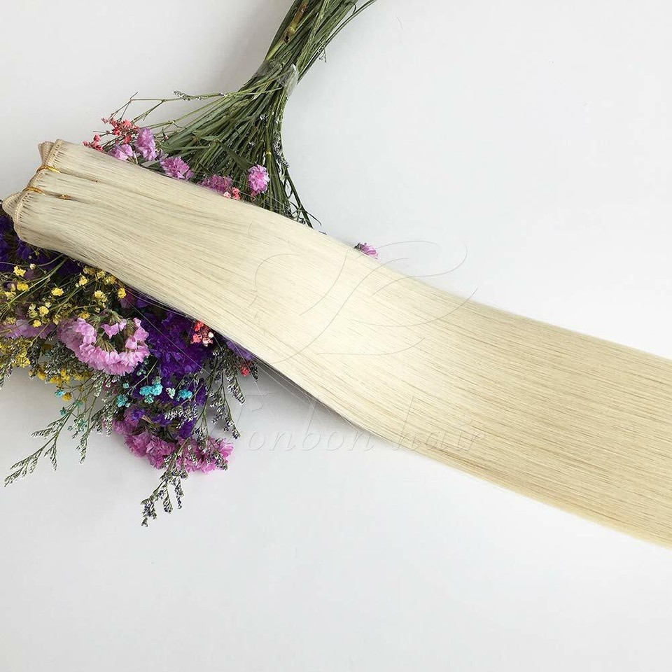 Full Head Double Weft Sew in Weft Hair Extensions Weave Real Human Hair ...