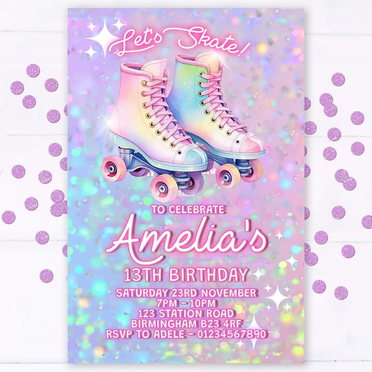 Roller Skating Birthday Invitations Printable