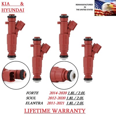 Genuine Set Of 4 Fuel Injectors For 2014-2020 KIA Forte 1.8L #35310 ...