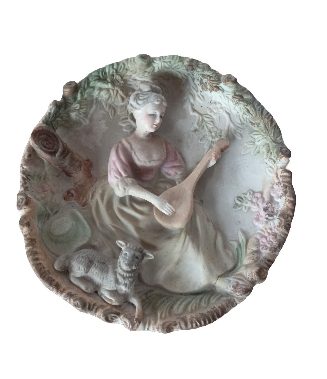 Vintage Bisque Pottery 3D Relief 6" Wall Picture Plate Made In Japan | eBay