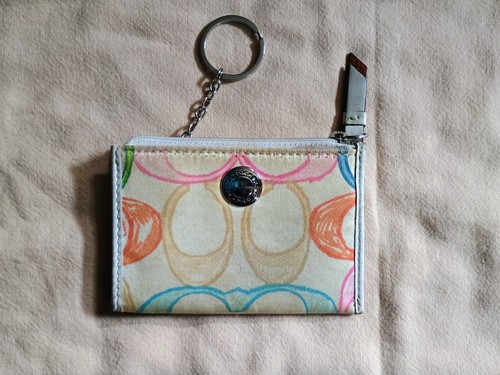 Coach Mini Keychain Wallet Scribble Logo Wristlet Coin Purse Zipper ...
