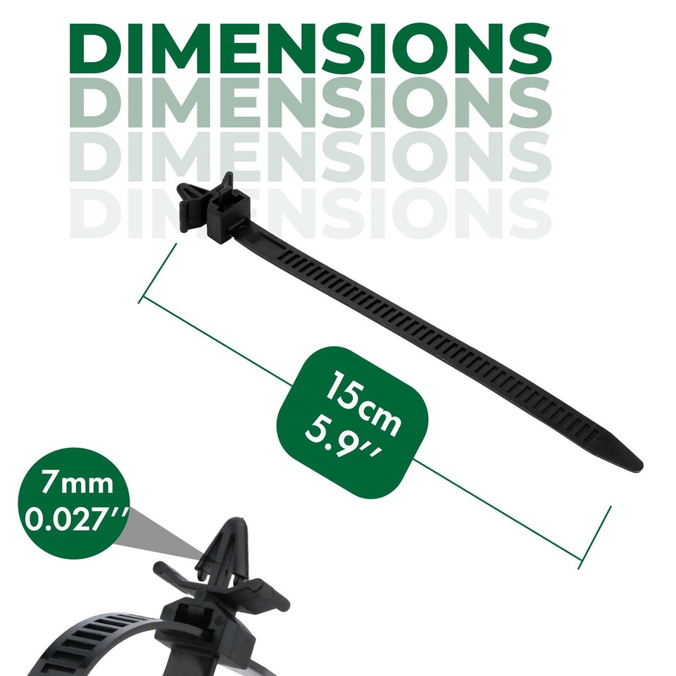 Schwarz Druck Halterung Kabelbinder (Fir-Tree) 150mm x 8.0mm Pack 10 ...