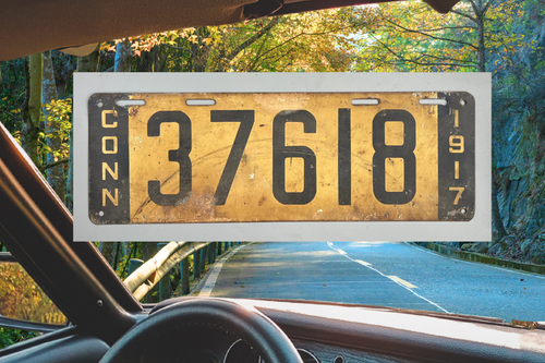 Antique 1917 Metal CONN Connecticut License Plate #37618 ALPCA ...