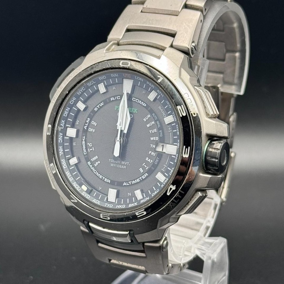 CASIO PRO TREX PRX-7000T Manaslu Titanium Solar Black Dial Men's Watch ...