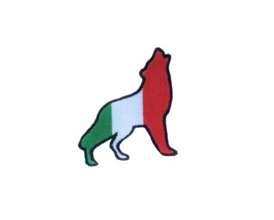 Patch embroidered badge iron on sew clothes italy italia wolf flag ...