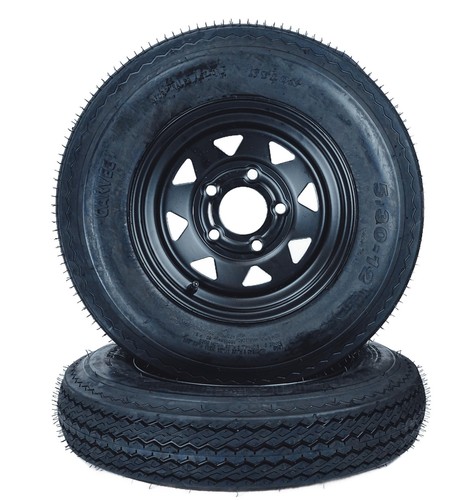 Set of 2,5.30-12 Trailer Tires w/ Rims 5.30x12 5.3-12 530-12, 5 Lug on ...