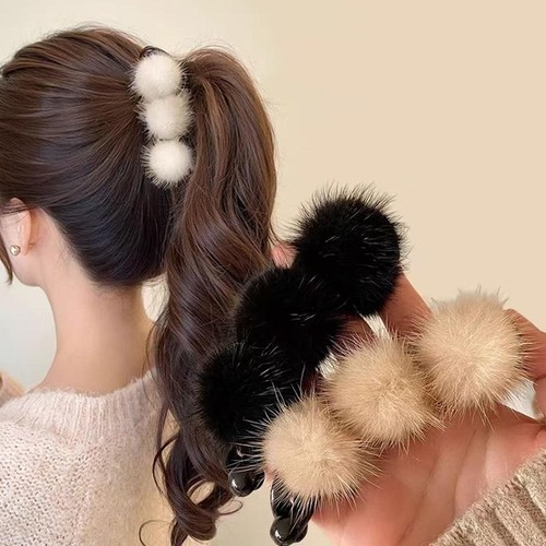 Fashion Mink Hair Clip Banana Vertical Autumn Winter Back-of-Head Hair ...
