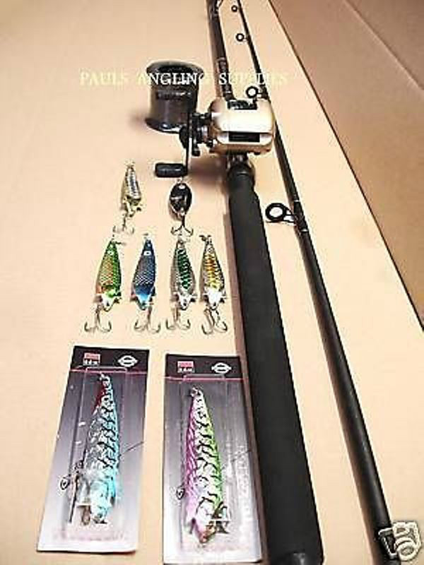 Pike Fishing Kit Baitcaster Reel , Rod Spin Spinning set & Tackle L/H ...