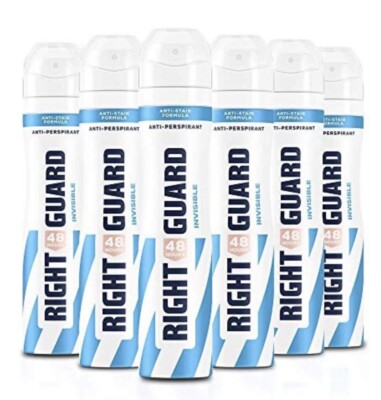 6 x Right Guard Women's Deodorant Invisible Anti-Perspirant Spray 250ml ...