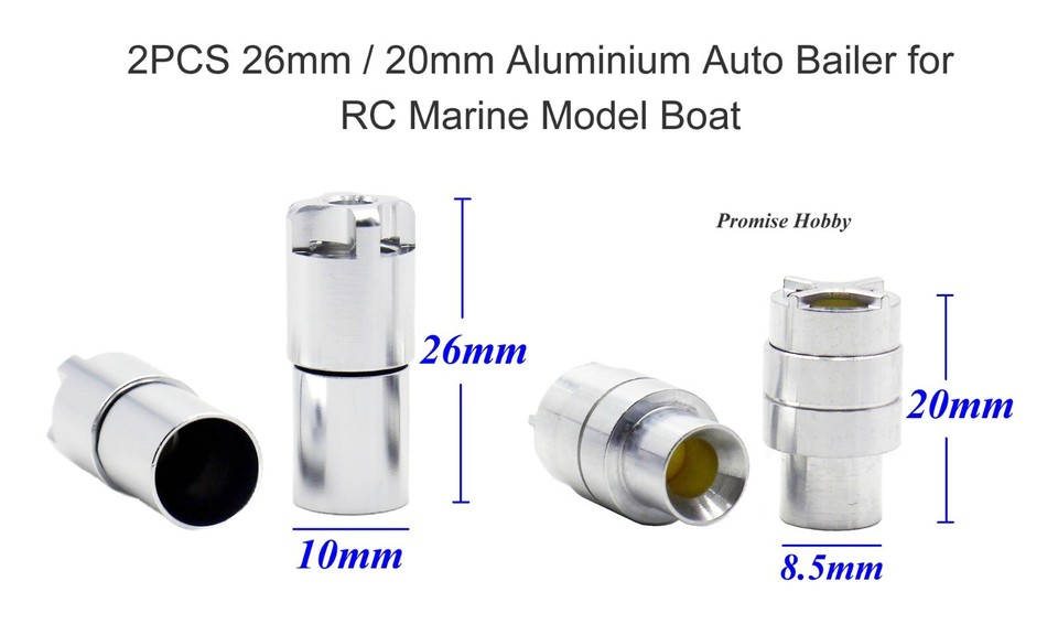 2PCS 26mm / 20mm Aluminium Auto Bailer for RC Marine Model Boat | eBay
