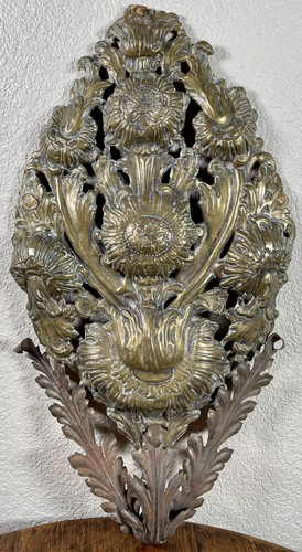 Antique Dutch Brass Iron Floral Repousse Wall Sconce Plaque 18th ...