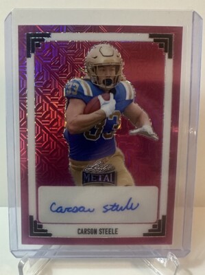 2024 LEAF METAL FOOTBALL CARSON STEELE AUTOGRAPH AUTO 5/6 KANSAS CITY ...