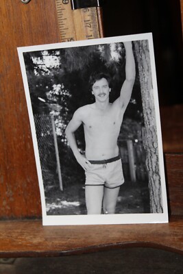 Vintage 1977 Model Sexy Pin Up Photo Beefcake Mustache Man Original 3-1/2" x 5" | eBay