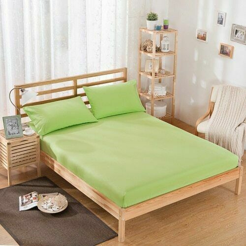 Solid Color Mattress Cover Four Corners Elastic Band Bed Sheet No ...