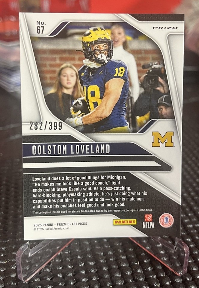2025 Prizm Draft Picks Colston Loveland Red Prizm Rookie Card #/399 🏈 ...