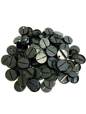 Lot Of 100 32mm Round SLOT Bases For Warhammer 40k + AoS Games Workshop ...