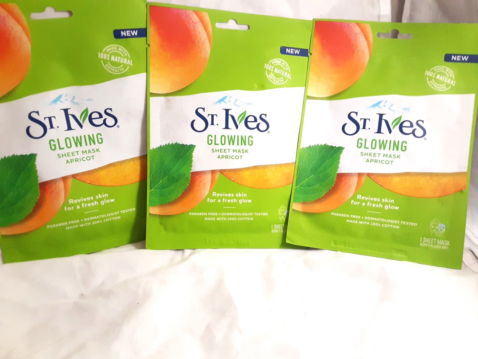 3 St. Ives Glowing Sheet Mask Apricot Revive Glowing Skin Paraben-Free ...