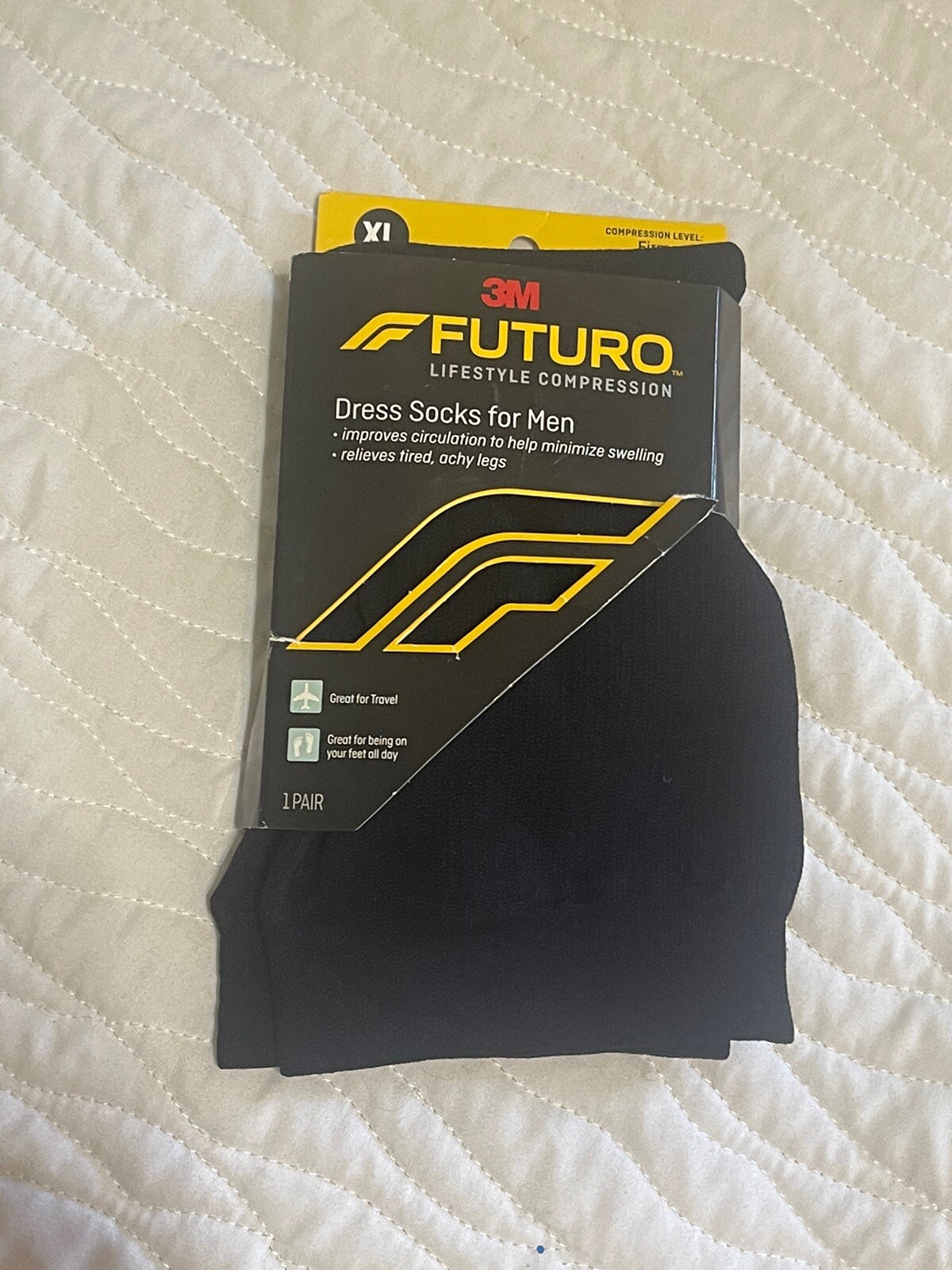 3M Futuro Dress Socks For Men Black Size XL Firm Compression 20-30 mmHg ...