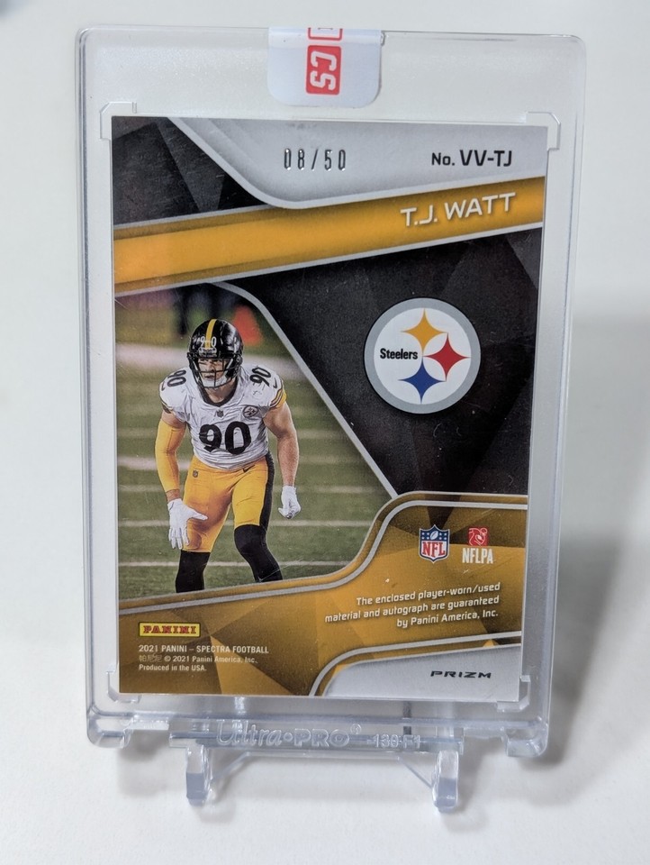 2021 Panini Spectra - Vested Veterans Patch Autographs #VV-TJ T.J. Watt ...