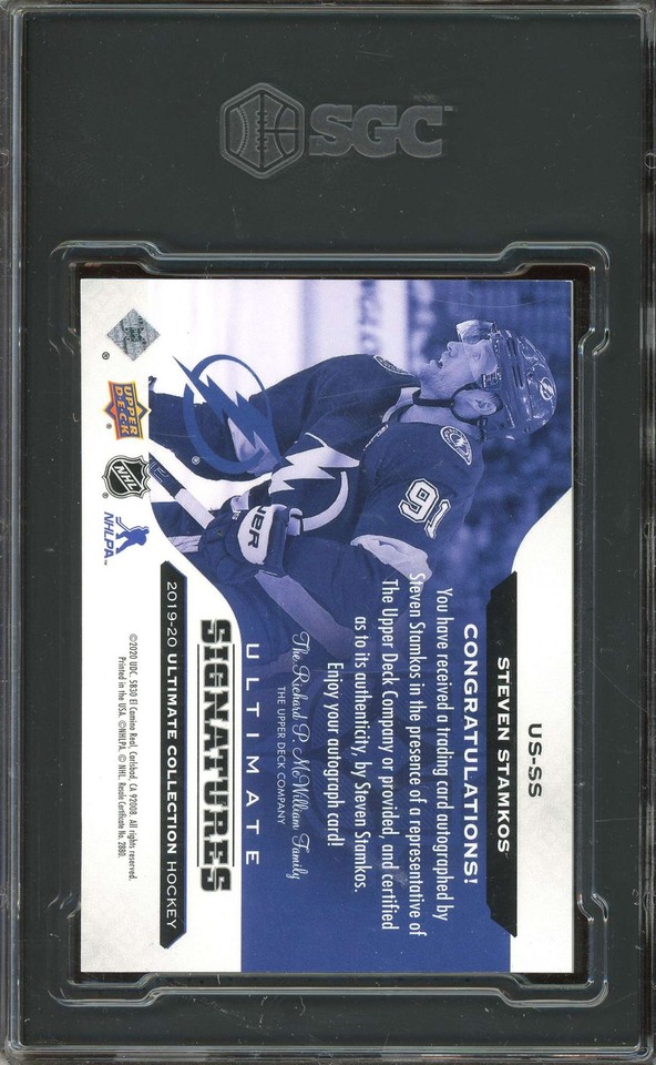 2019-20 Ultimate Collection #US-SS Steven Stamkos Auto Tampa Bay SGC 9. ...