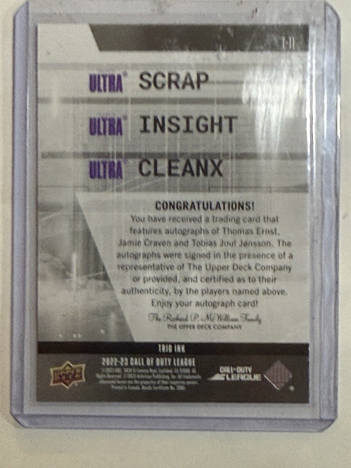 2022-23 Upper Deck Call of Duty League Trio Ink Scrap Insight CleanX ...