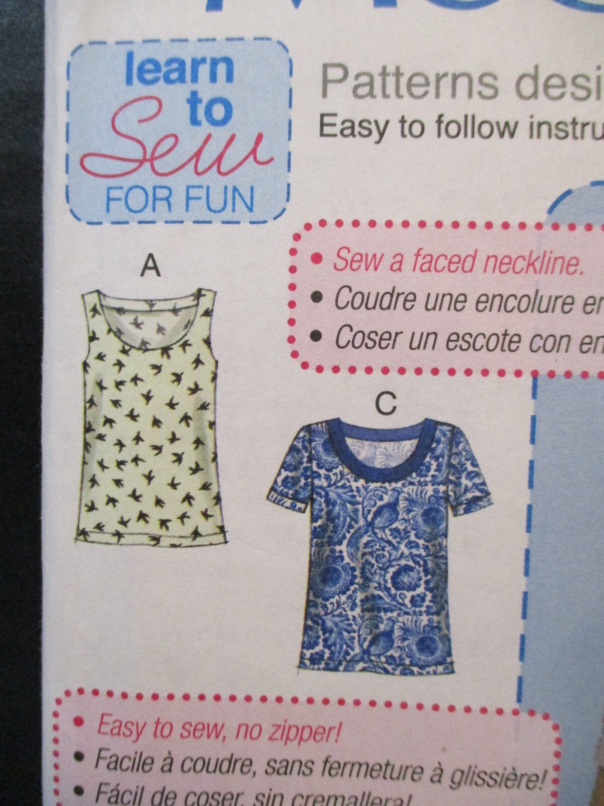 McCall's Pattern M7322 Miss Size L-XL-XXL (16-26) Tops Sleeve Neck ...