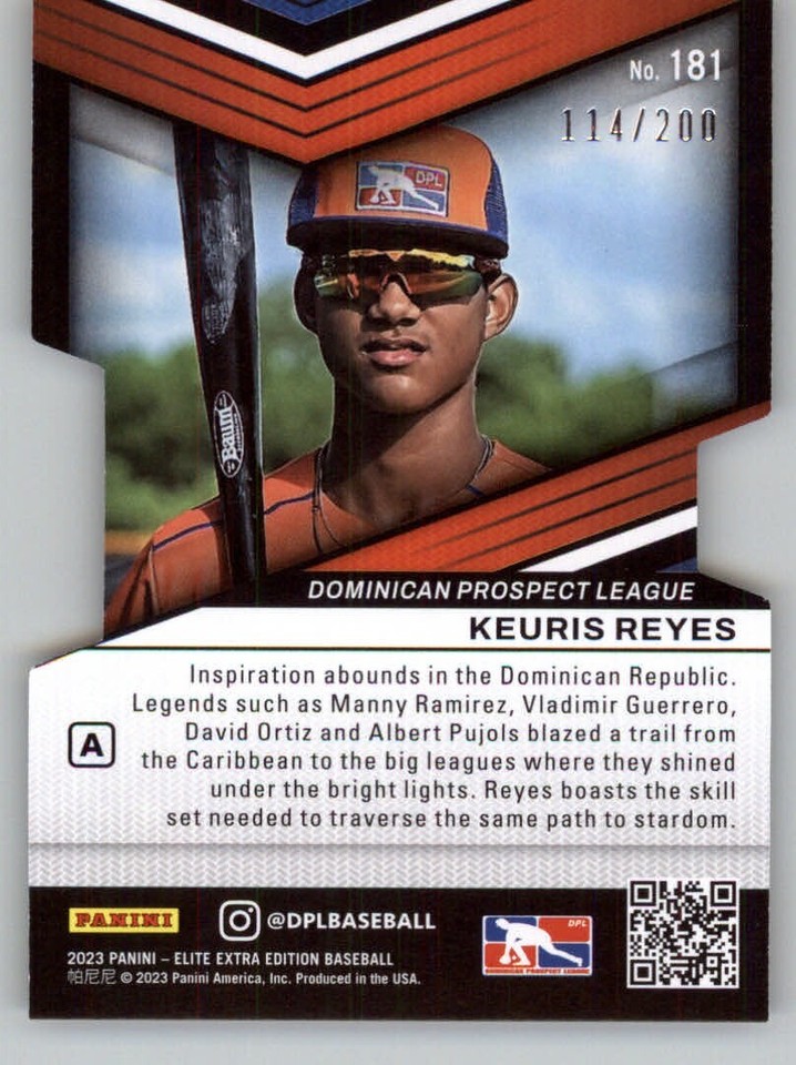 2023 Elite Extra Edition Prime Numbers Die-Cut /200 #181 Keuris Reyes ...