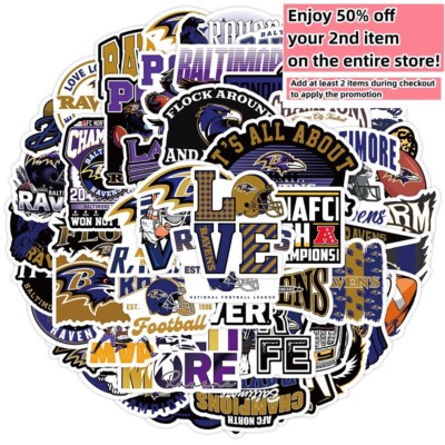 50pcs Waterproof Vinyl Stickers Baltimore Ravens NFL Football Phone ...