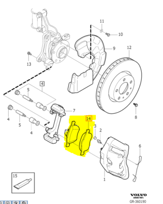 New Genuine Volvo Front Brake Pads fits XC60 17" Brakes 2016 2017 ...