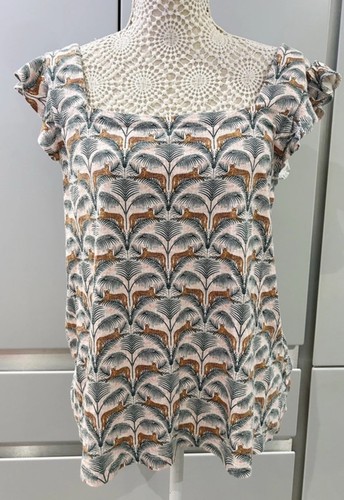 Fat Face Ladies Sleeveless Top Size 14 with Leopard Print | eBay UK