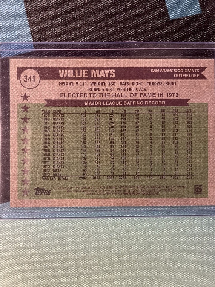 2025 Topps Heritage - All-Time All-Stars Willie Mays #341 Dark Blue ...