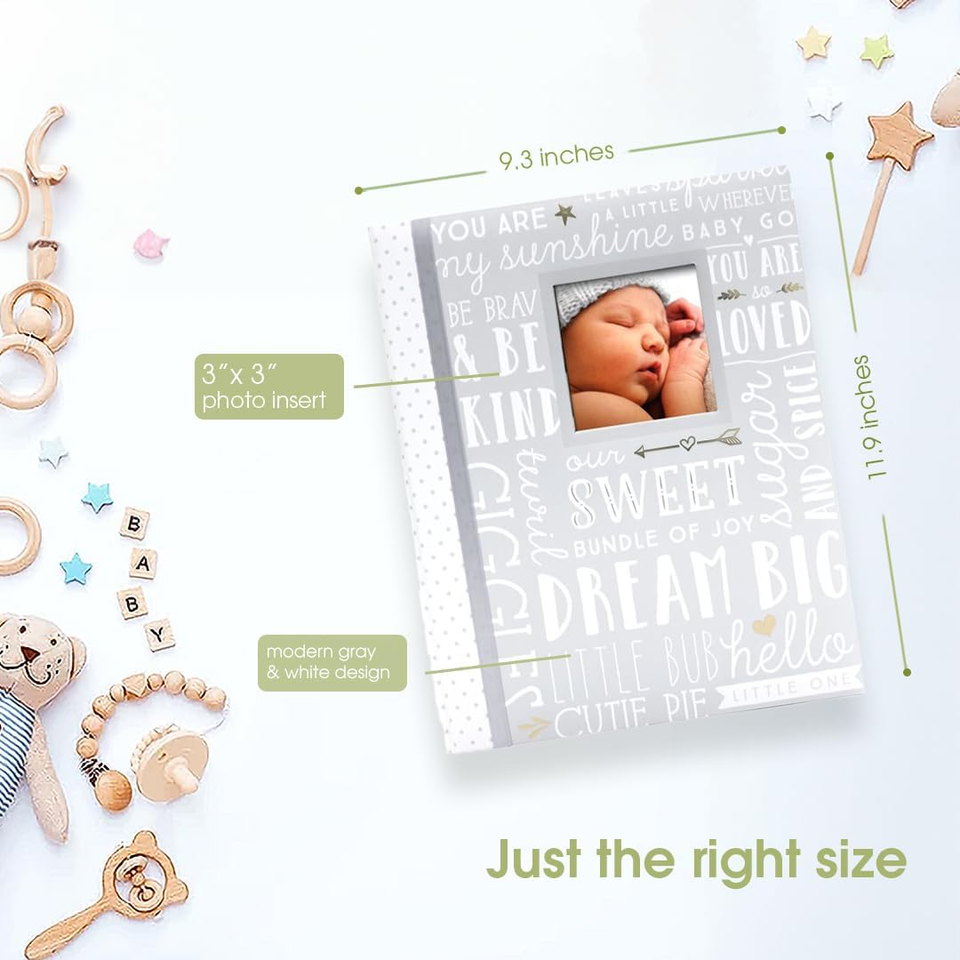 First 5 Years Dream Big Wordplay Baby Memory Book, Memory Journal, Gray ...