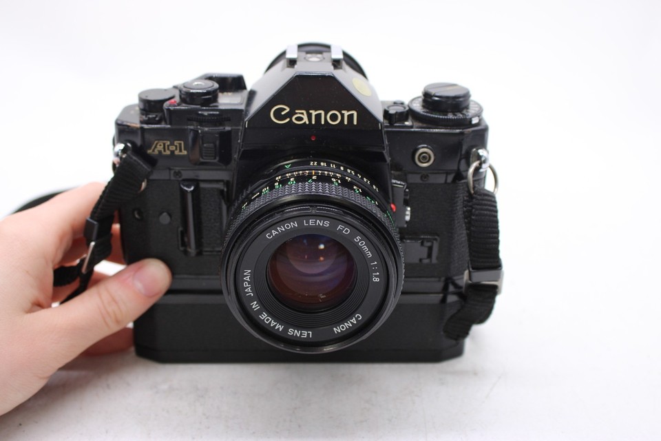 F Vintage Canon A-1 SLR Film Camera W/ Canon FD 50mm 1.8 Lens ...