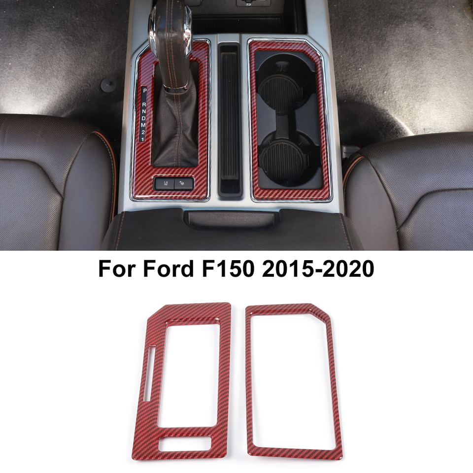 Red Carbon Fiber Interior Center Console Cover Trim Kit for Ford F150 ...