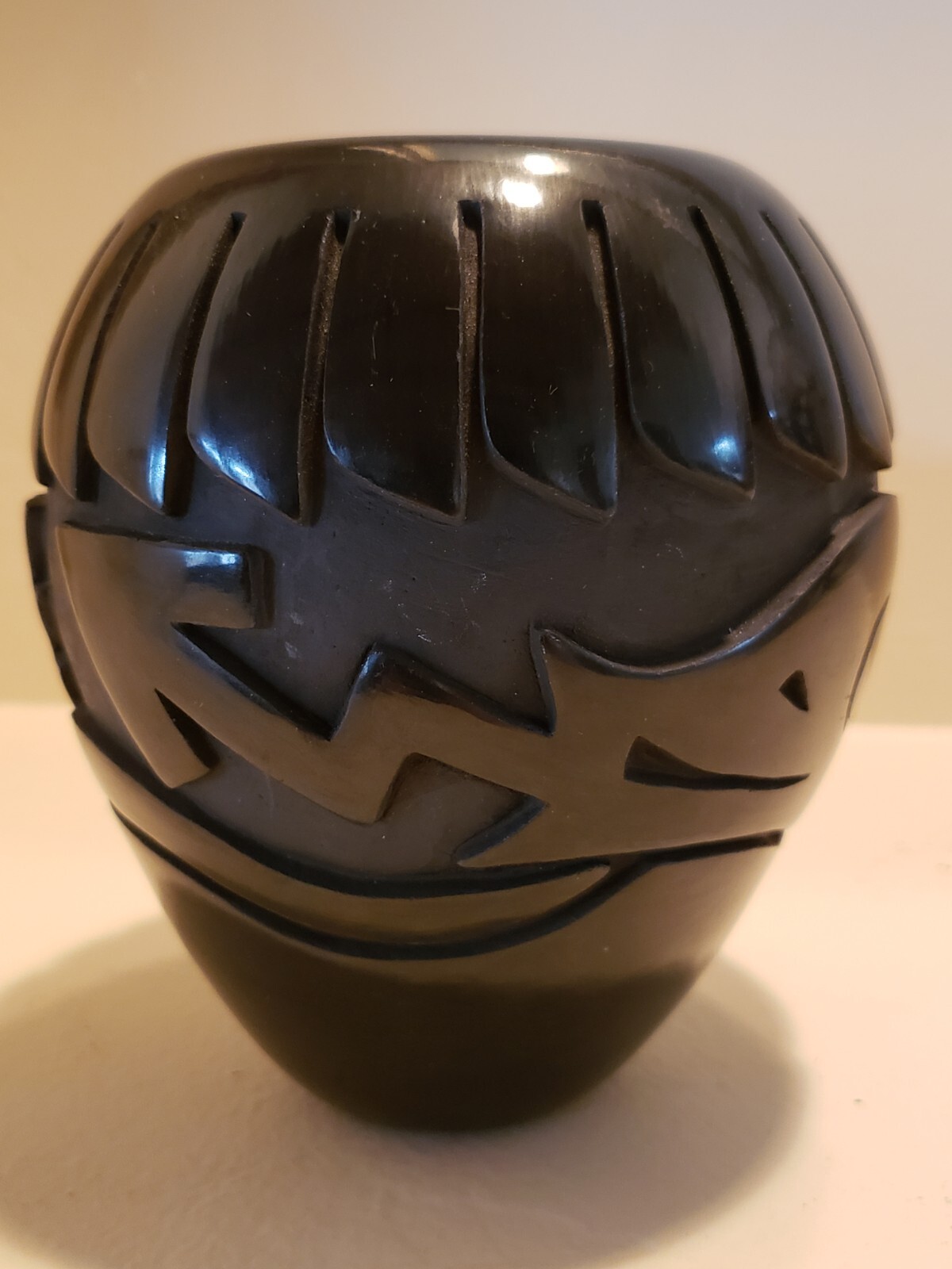 Santa Clara pueblo Black Pottery jar Water Serpent Ethel vigil Native ...