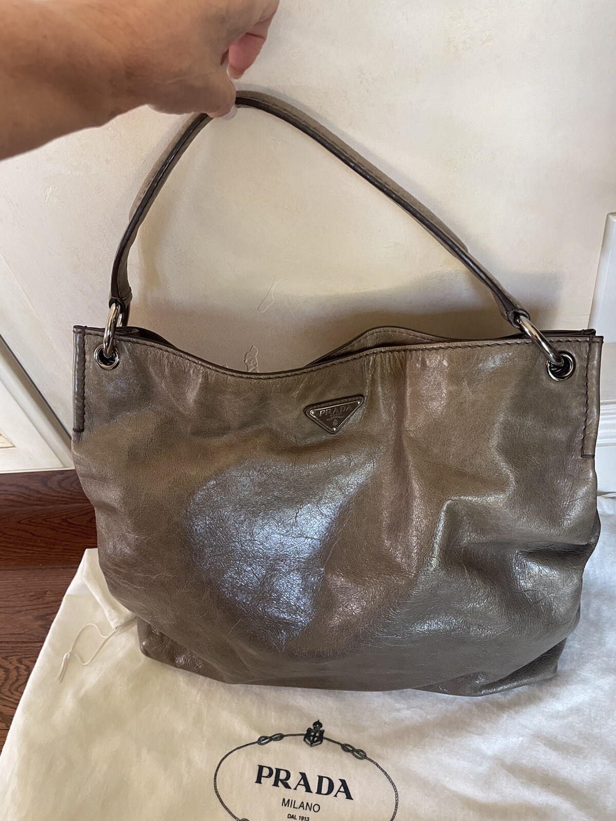 Prada hobo Taupe Leather Bag - Gem