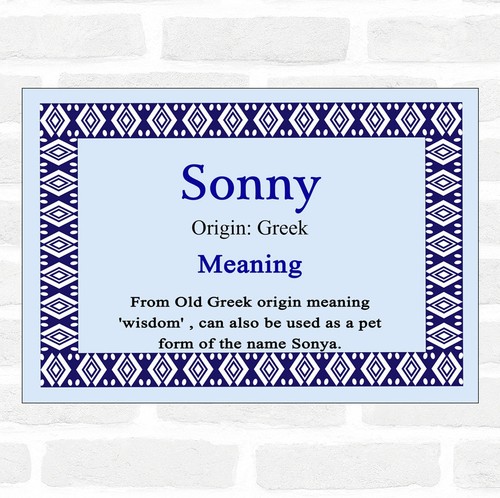 Sonny Name Meaning Blue Certificate | eBay