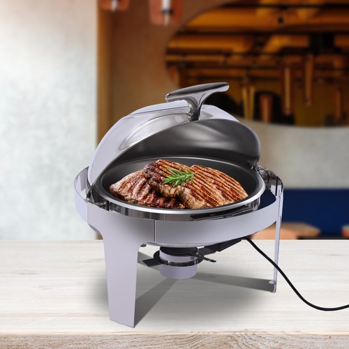 400W Round Electric Roll Top Chafing Dish Buffet Food Warmer Stainless ...
