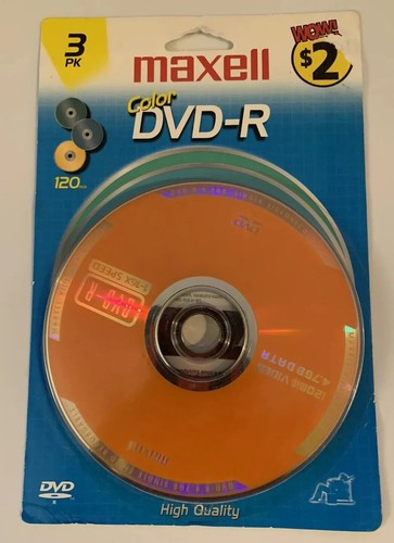Maxell Blank Color DVD-R 3 Pack - Brand New Sealed 25215669750| eBay