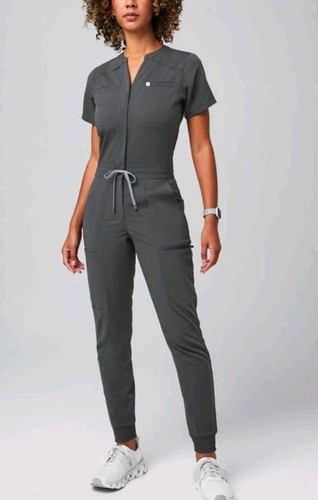 Fabletics Empower StretchTech Scrub Jumpsuit Womens Large Black Short ...