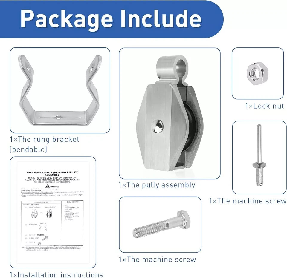 Extension Ladder Pulley Kit - Compatible with Werner Extension Ladder ...
