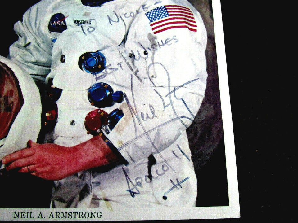 NEIL ARMSTRONG APOLLO 11 FIRST ON THE MOON SIGNED AUTO NASA LITHO PHOTO ...