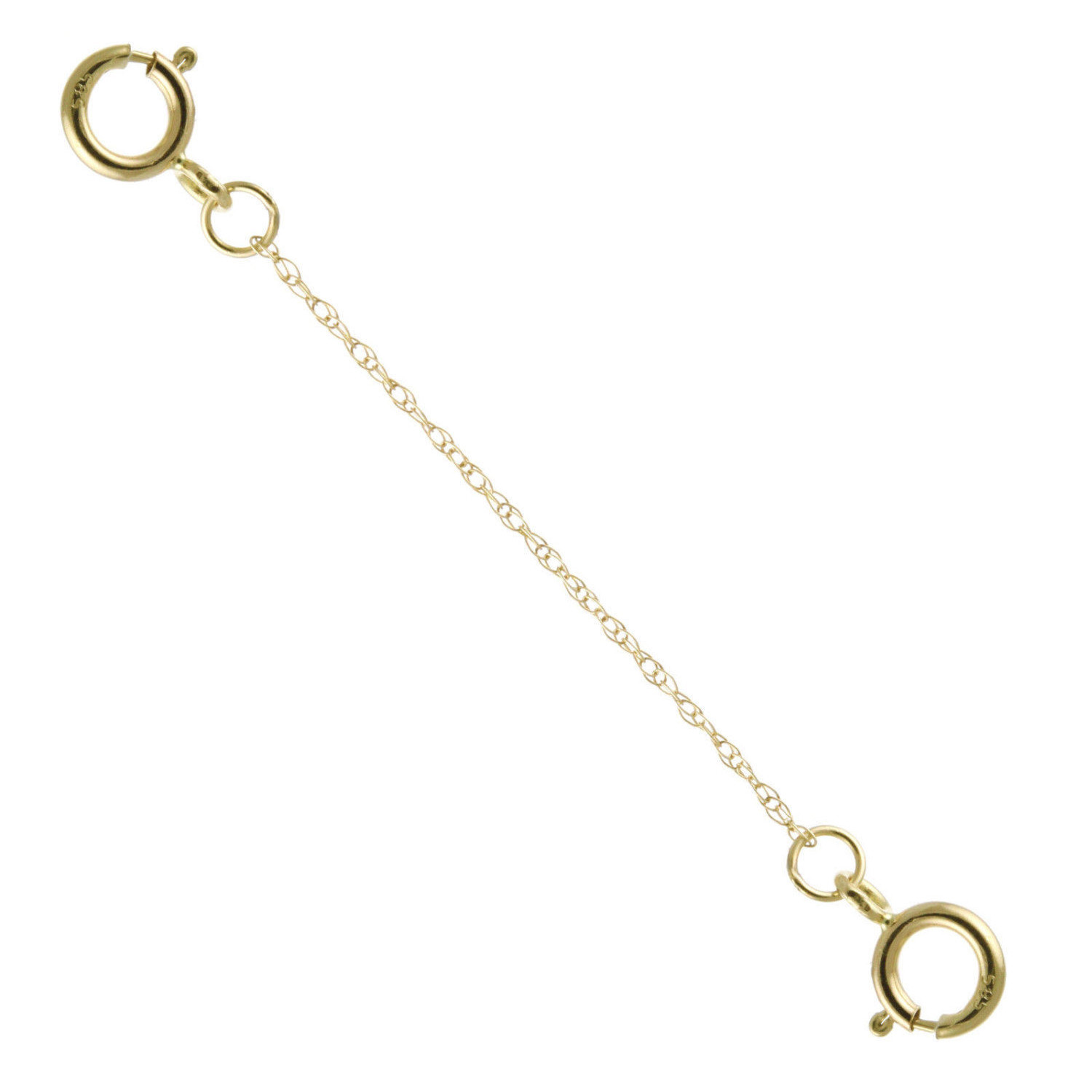 14k Solid Yellow Gold 0.9mm Rope Chain Extender 1" - 10" Spring Ring At ...
