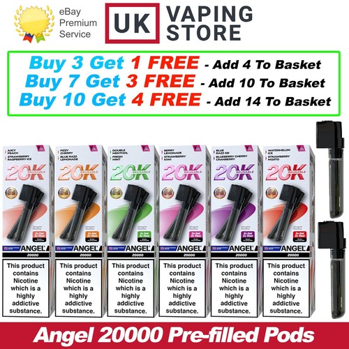 Vapes Bars Angel 20000 Pre-filled Pods | 20MG | 20K | 13 Flavours | Nic ...
