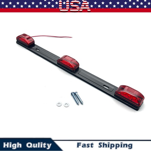 Red LED Stainless Rear Clearance ID Marker Light Bar Truck Trailer Tail ...