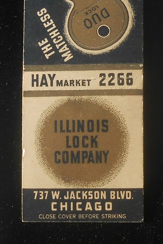 1940s Illinois Lock Company Duo Lock The Matchless Pick-Proof Key ...