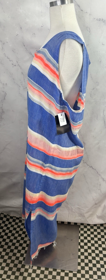 Lemlem Elsi Maxi peasant Striped Dress SZ L Blue Folk Boho NWT pink ...